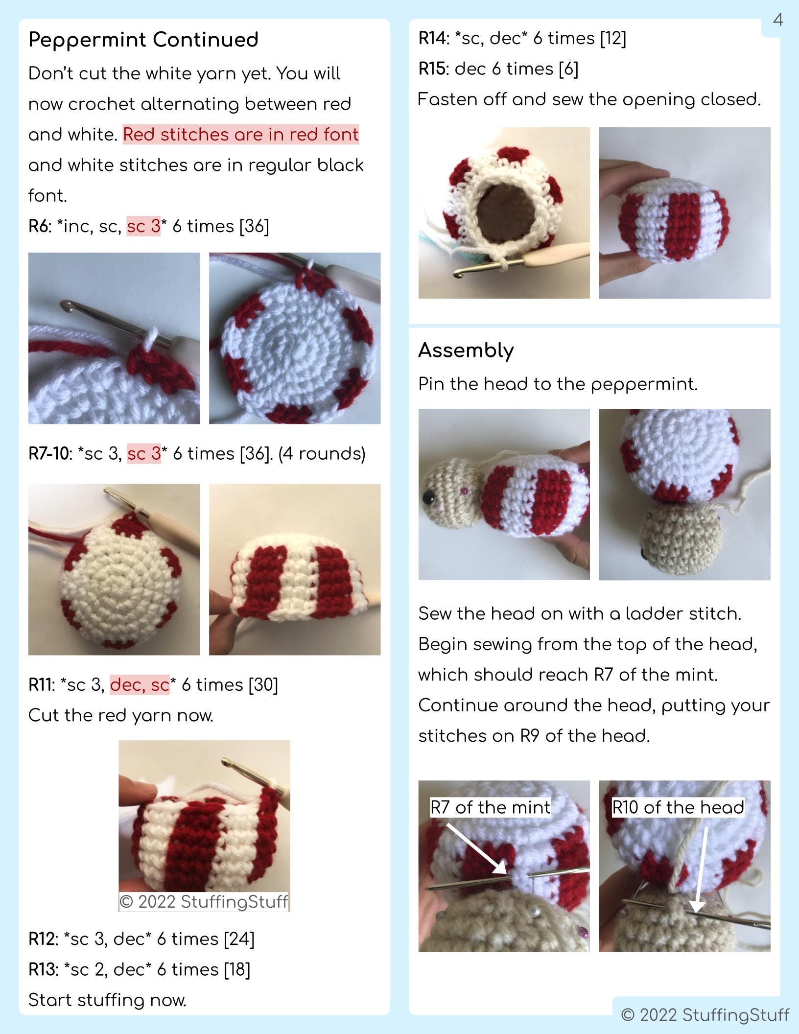 Peppermint Turtle Crochet Pattern PDF, Christmas Candy Cane Pattern ...