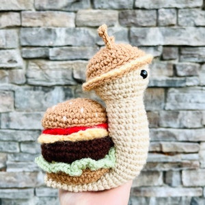 Burger Snail Crochet Pattern Amigurumi, Snail Stuffed Animal Plush Toy ...