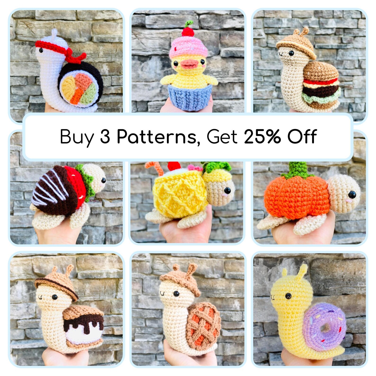 Cake Snail Crochet Pattern PDF, Amigurumi Food Animal, Cute Snail Plush ...