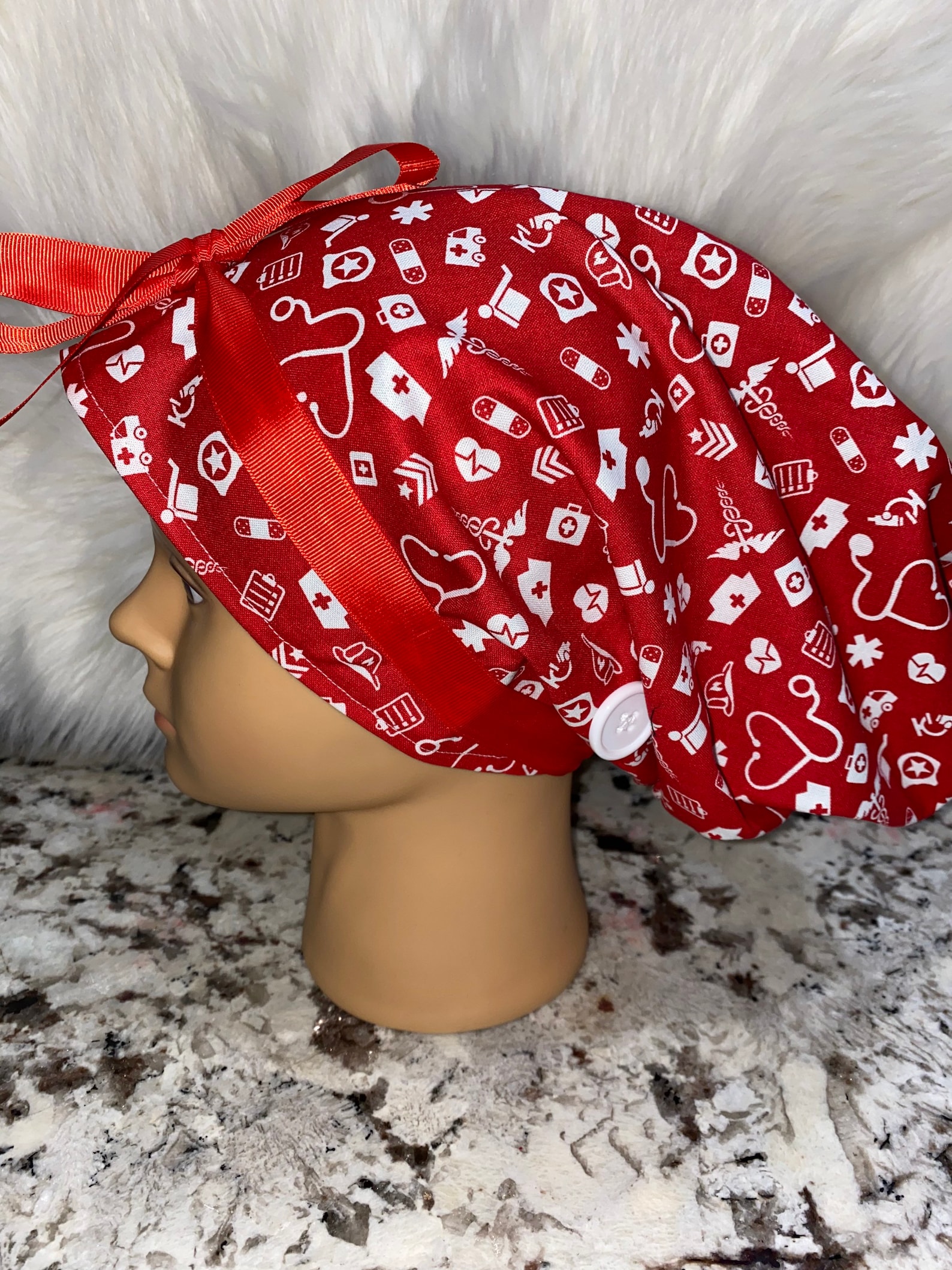Reversible Scrub, Surgical Nurse Cap Hat With Buttons on Both Sides - Etsy