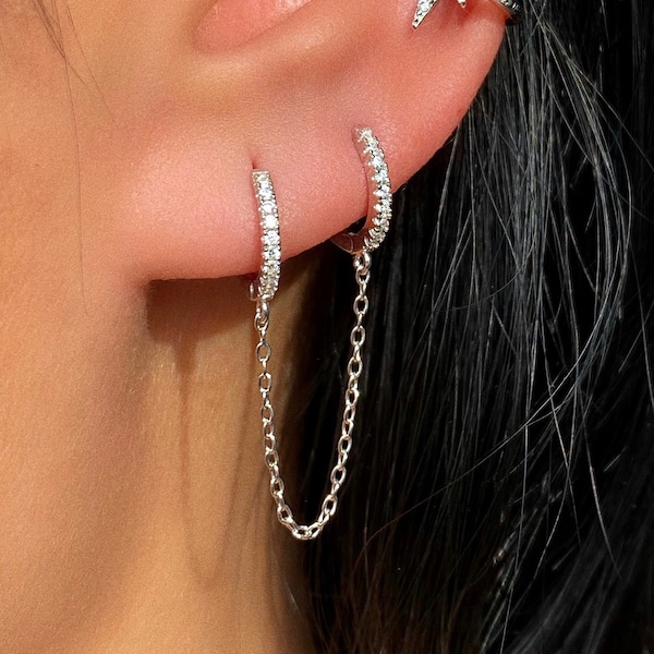 Silver Chain Earrings - Etsy