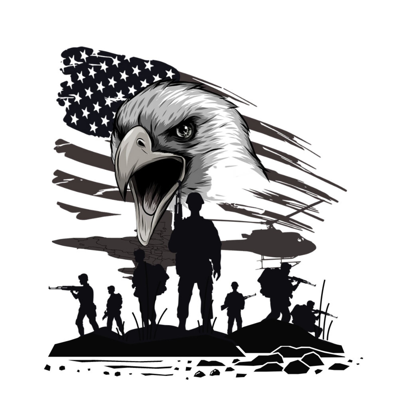 US Patriotic Eagle Soldier Svg Military Eagle Svg American - Etsy