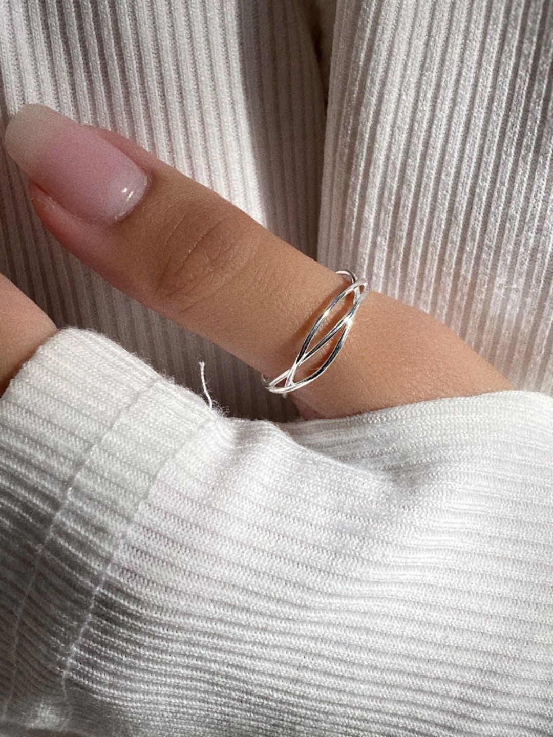 Wire Ring, Sterling Silver Thumb Ring, Open Silver Ring, Silver Adjustable Ring, Mothers Day ...