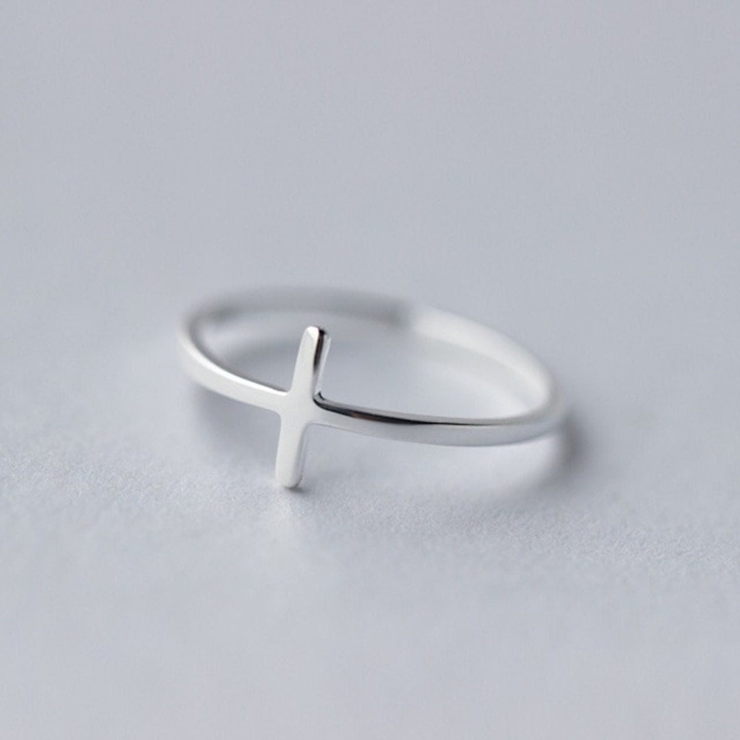 Cross Ring, Adjustable Silver RING - Etsy