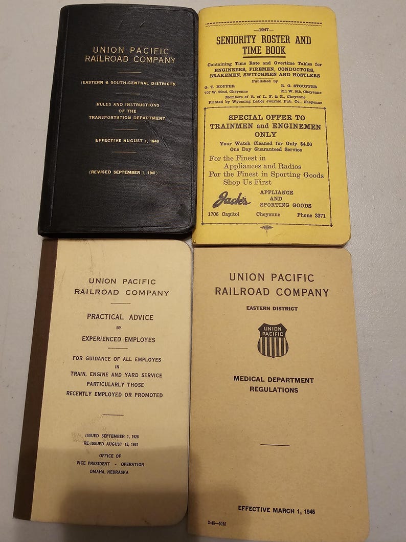 Union Pacific 1940s Employee Handbooks LOT of 4 Senority Roster Advice ...