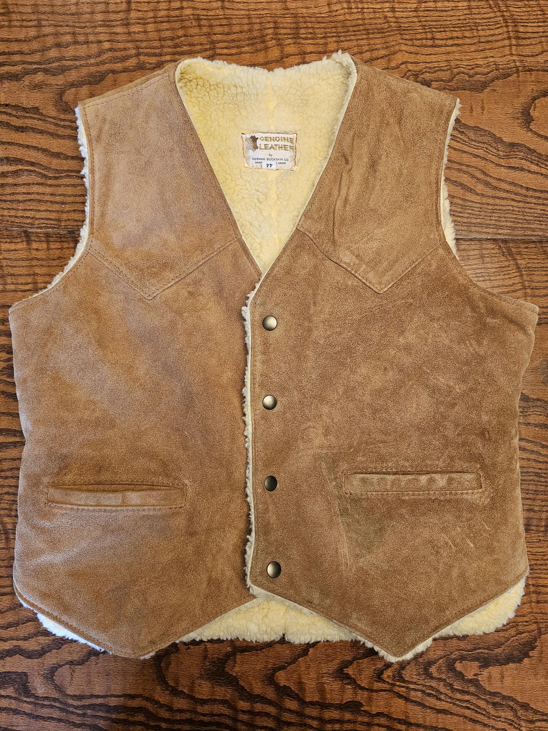 Berman Buckskin Vintage Suede and Lambskin Vest Size 44 Tan Cream - Etsy