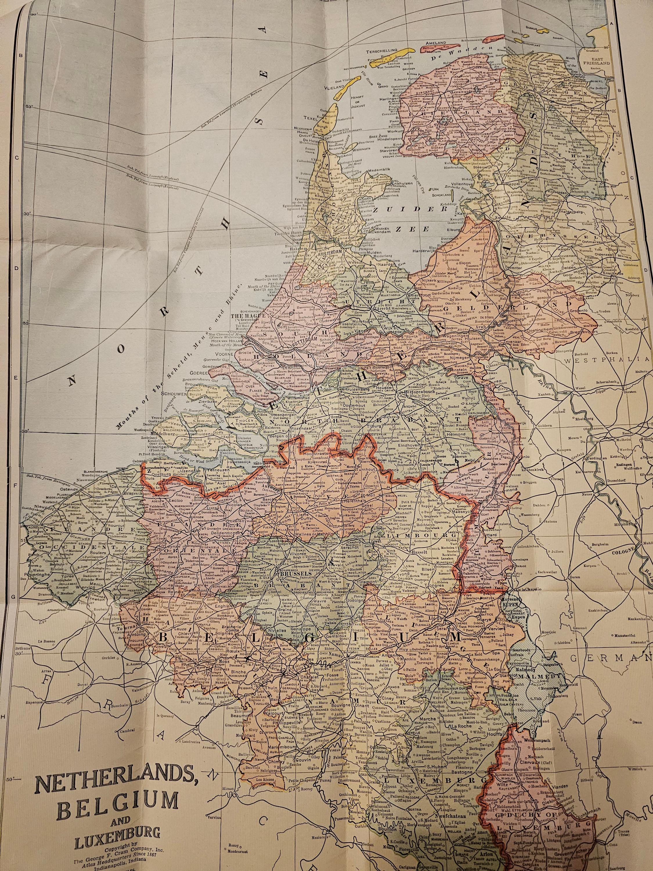 Vintage Cram's Map of the Netherlands WWII Era - Etsy