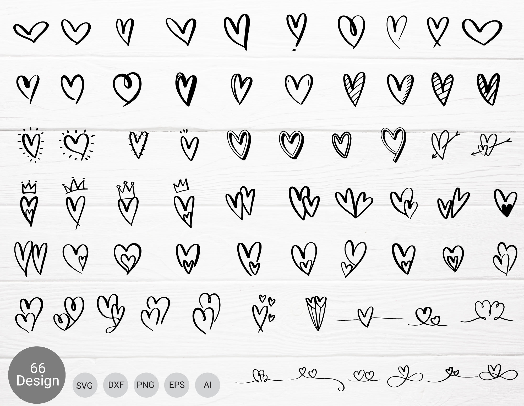 66 Heart Svg Bundle Cut File, Hearts Svg, Valentine Days Svg,heart ...