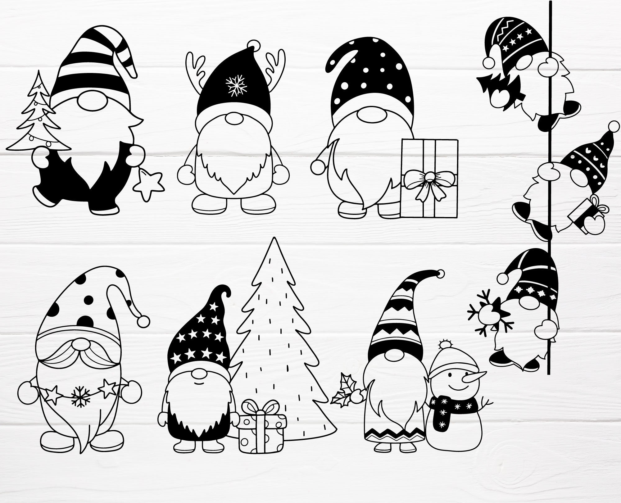 50 Christmas Gnome Bundle SVG for Cut File,christmas Doodle, Hand Drawn ...