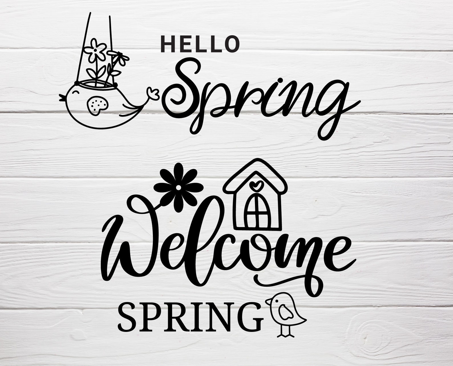 Hello Spring Bundle Svg Cut Filewelcome Spring Svg Dxf | Etsy