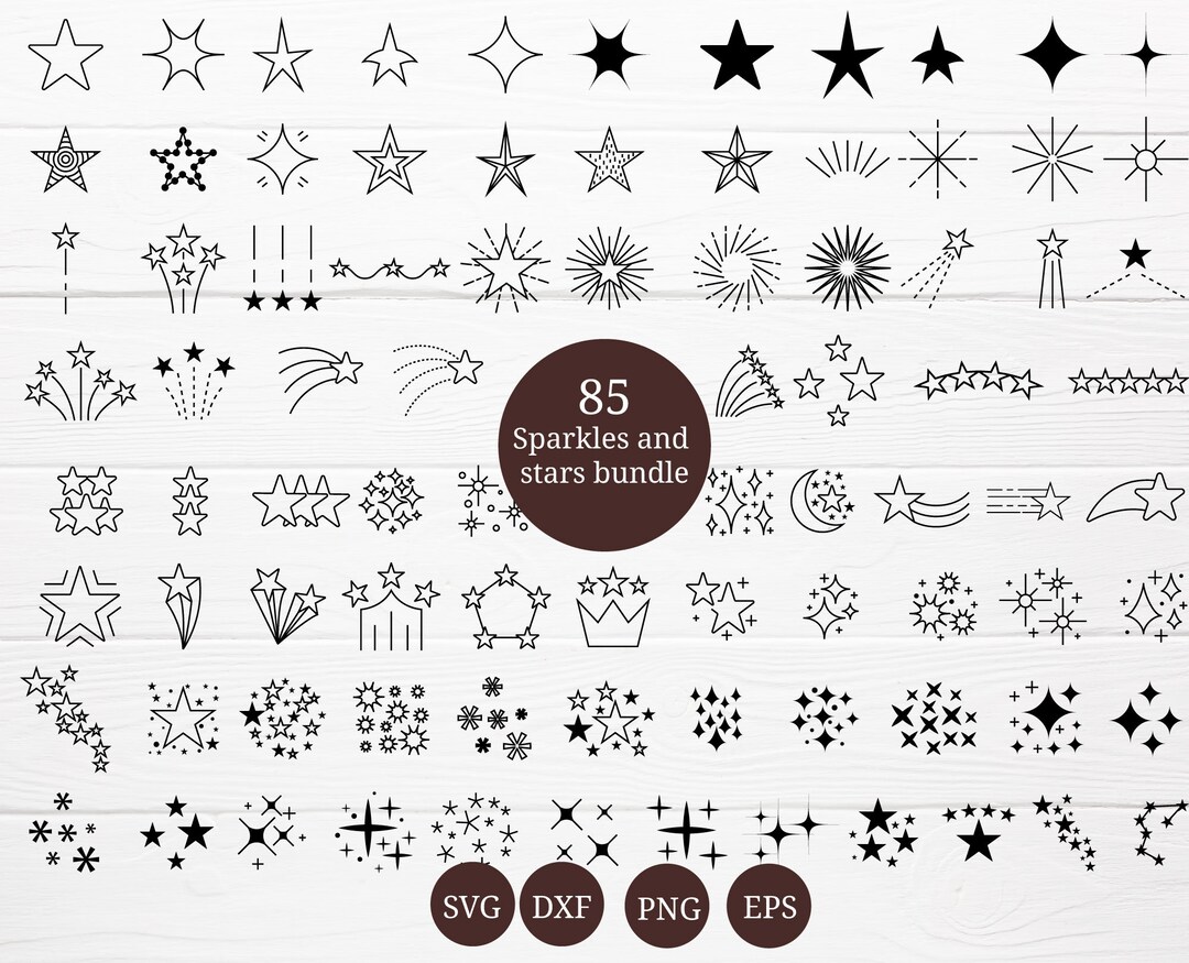 85 Sparkles and Stars Bundle SVG for Cut File,dxf,png,eps,for Cricut ...