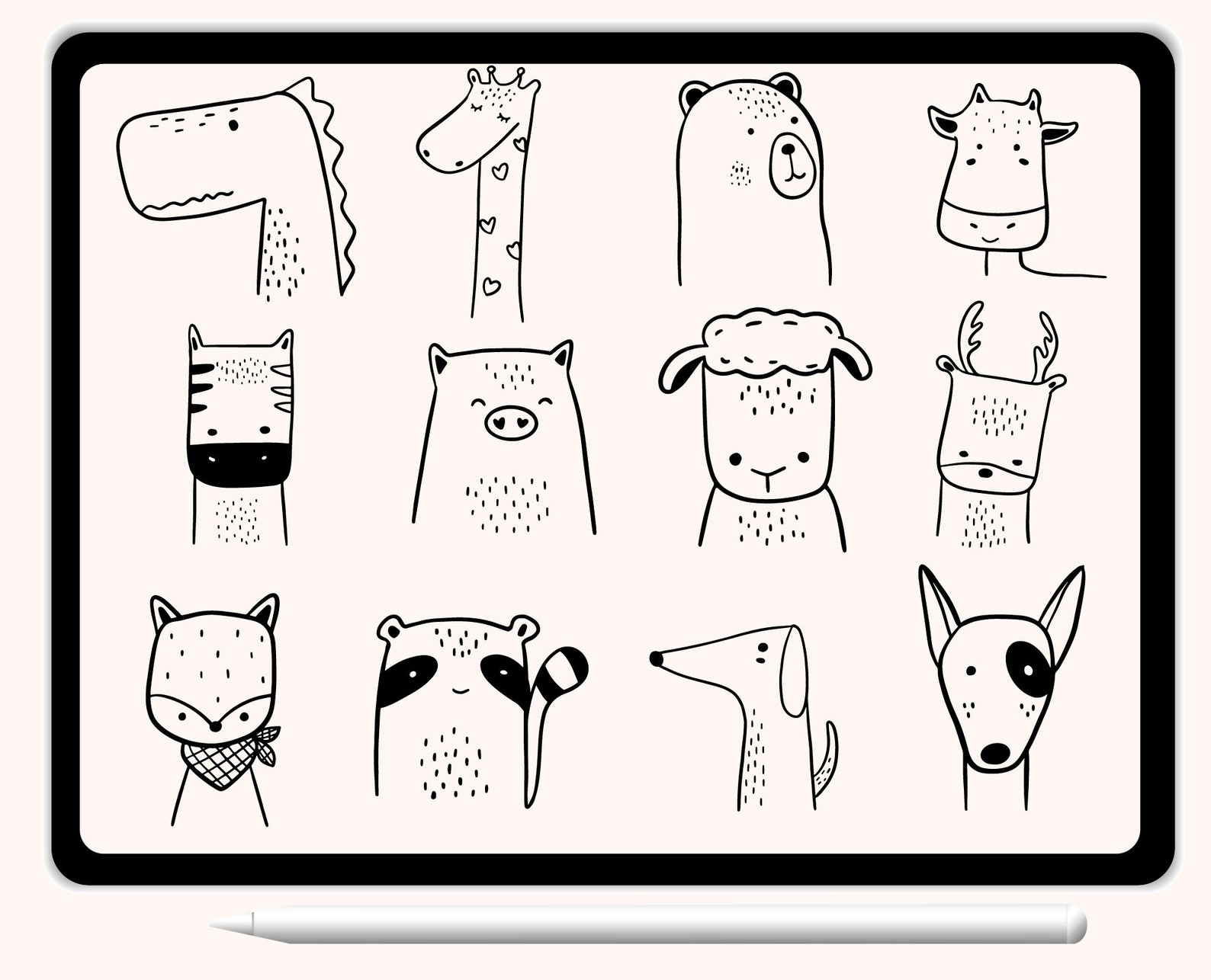 51 Animals Procreate Stamps Abstract Doodlehand Drawn | Etsy