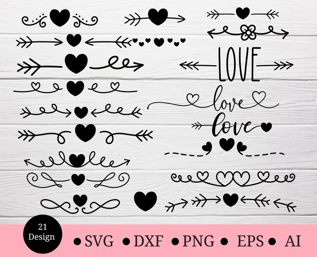 21 Valentine SVG Arrows,flower Svg,element,decorate,for Cut File,love ...