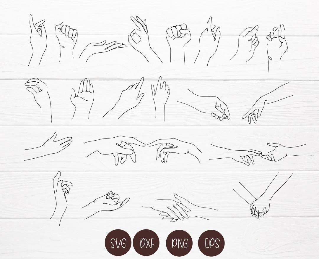 Hand One Line Continuous Bundle Svg for Cut File, Symbol of for Spa ...