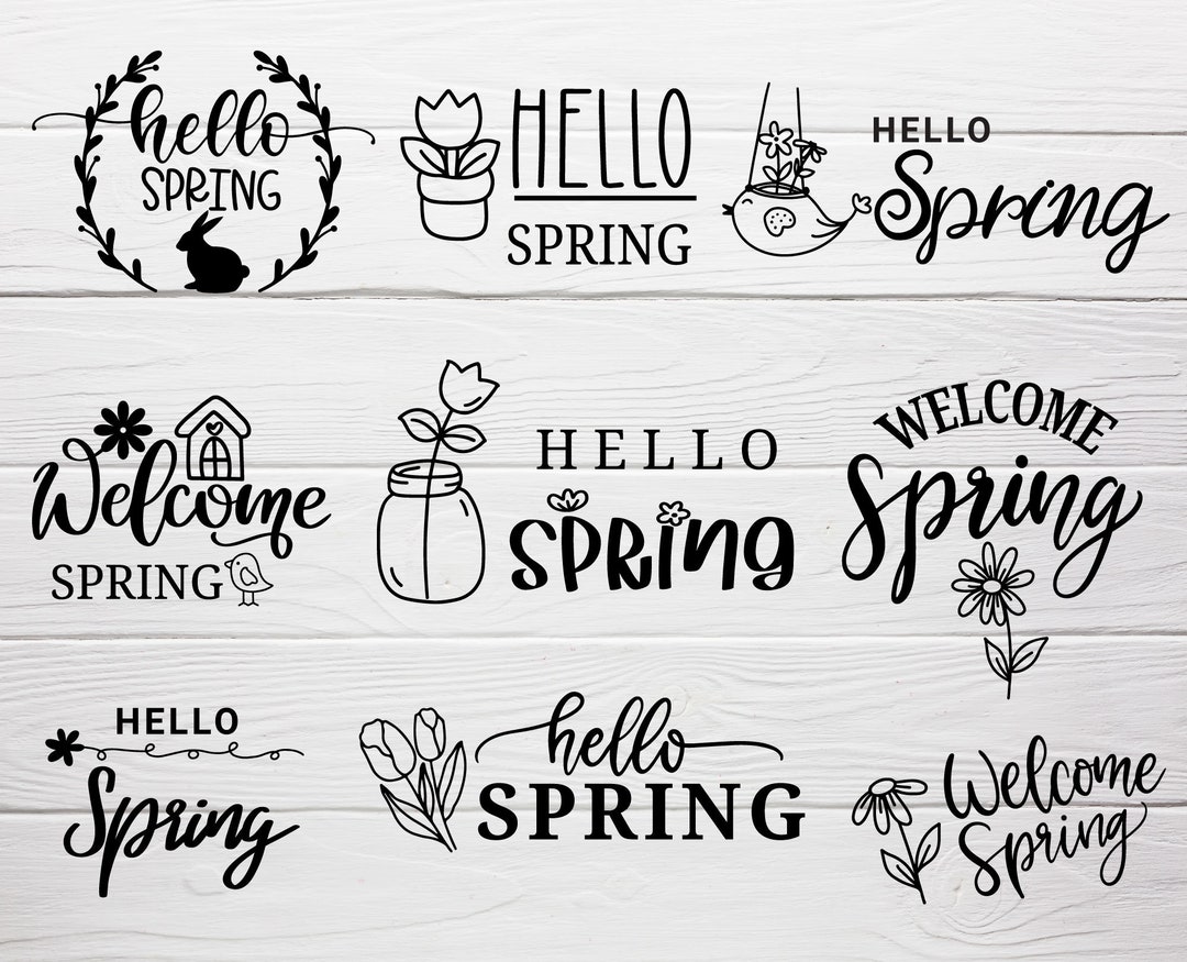 Hello Spring Bundle Svg Cut File,welcome Spring Svg, Dxf, Png,easter ...
