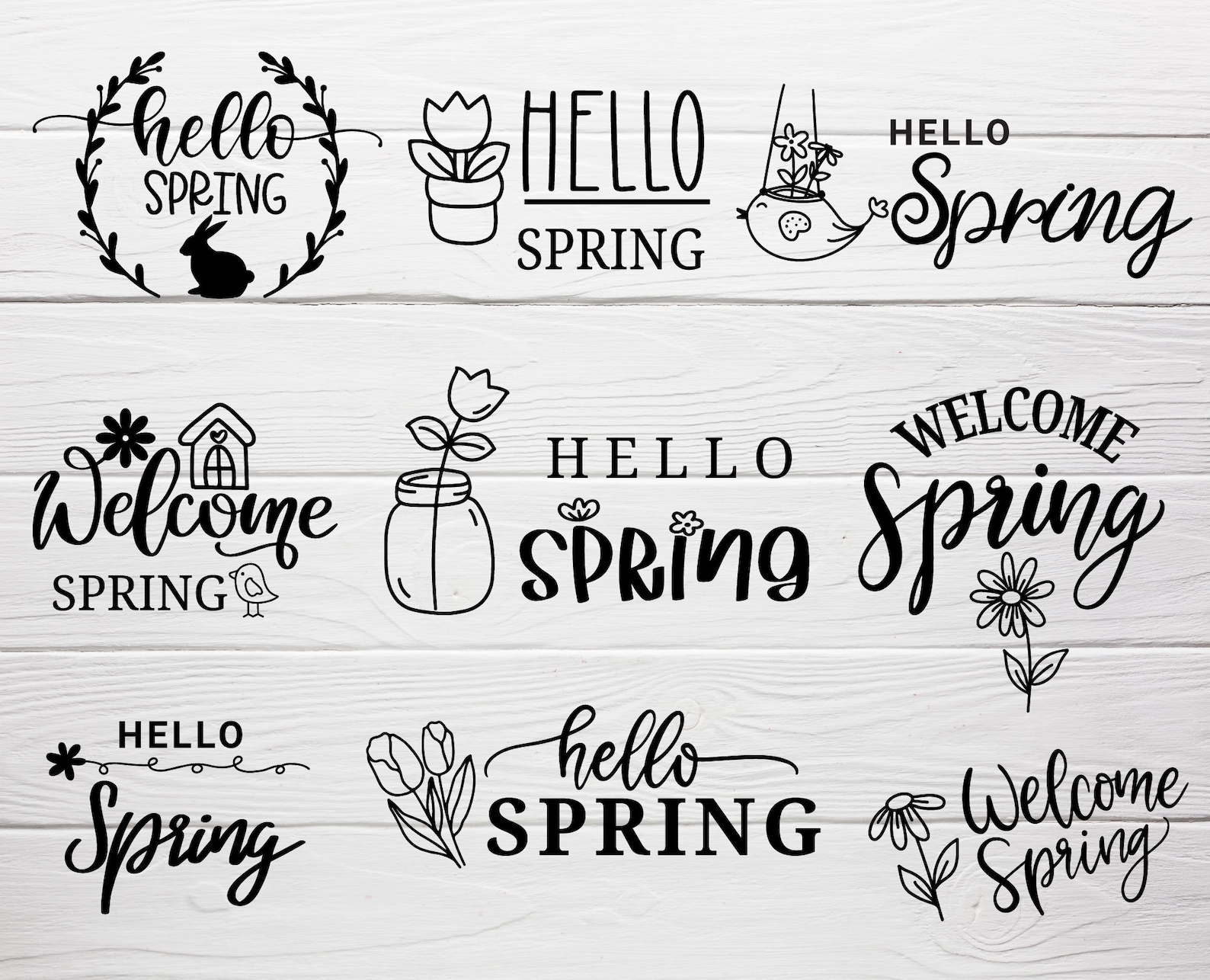 Hello Spring Bundle Svg Cut Filewelcome Spring Svg Dxf | Etsy