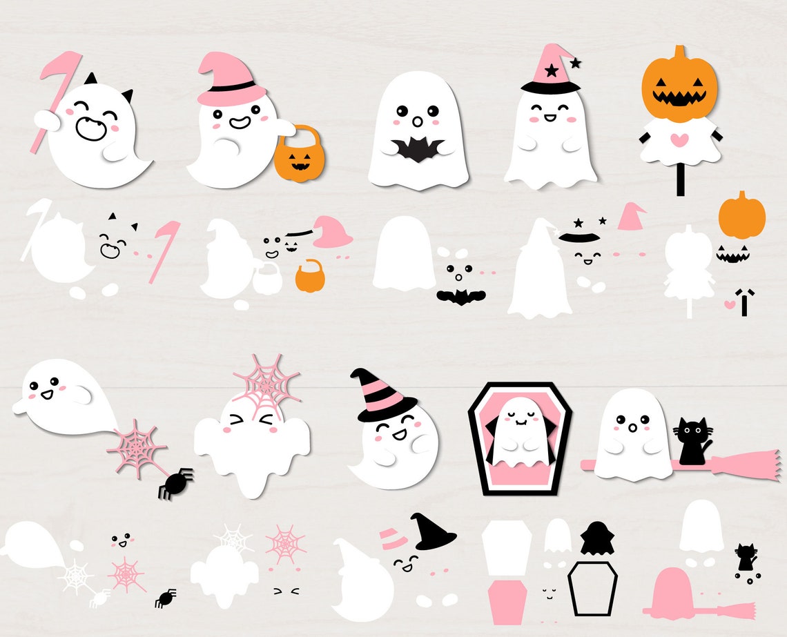 Ghosts Bundle SVG Cut File, Halloween Cartoon Svg, for Cricut ...