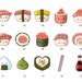 15 Kawaii Sushi Clipart Cute Sushi Clipart Set Bundle - Etsy