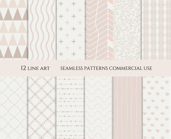 12 Line Art Seamless Patterndigital Papers Scrapbook Paper - Etsy