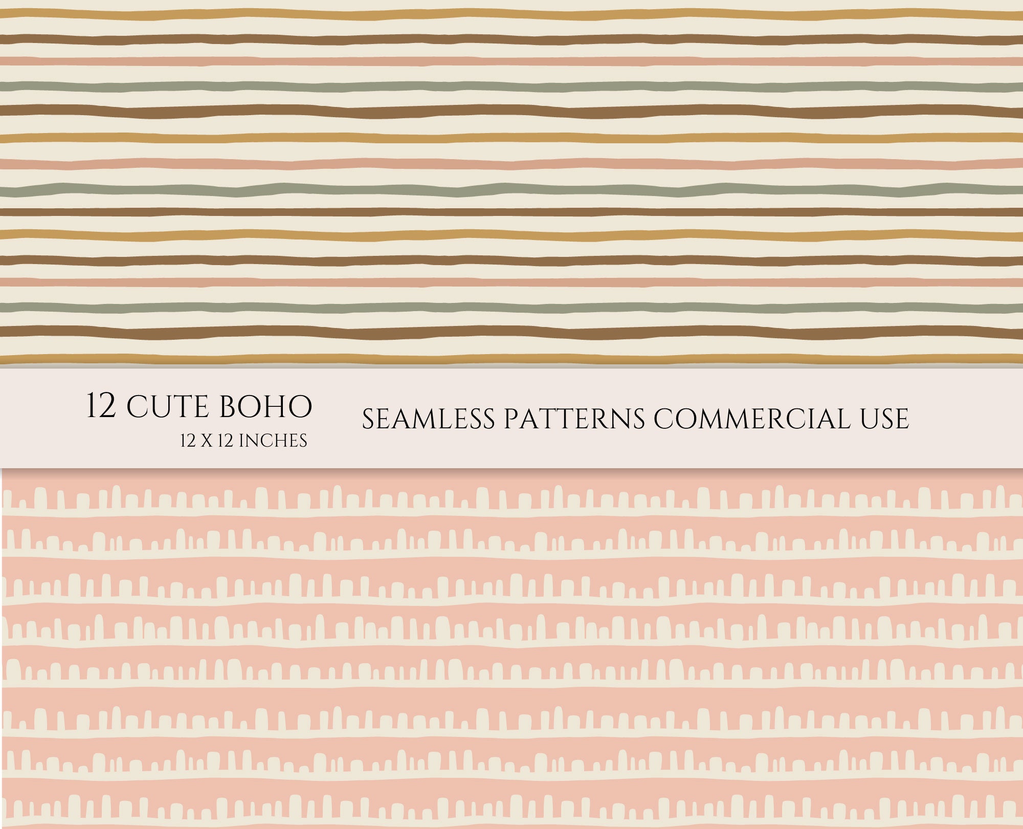 12 Boho Seamless Pattern,digital Papers, Scrapbook Paper, Clipart ...