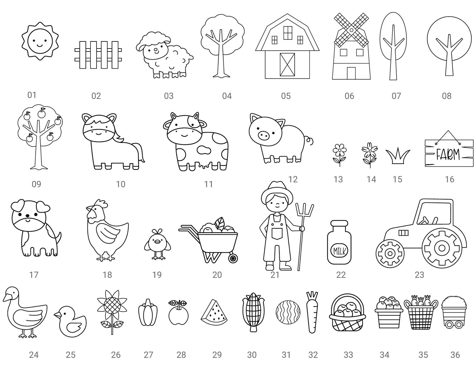 Farm Animals Bundle SVG for Cut File,farm Animal Coloring ,clipart ...