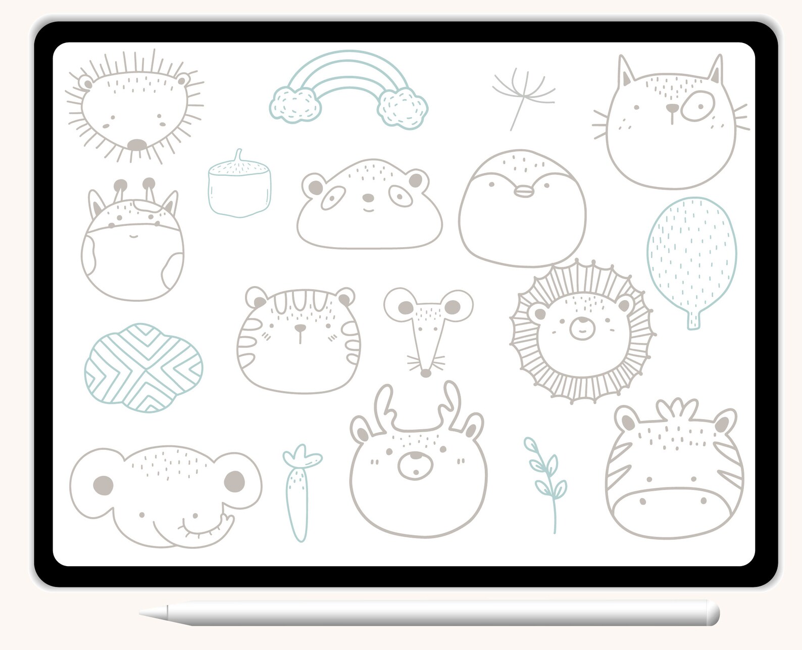 37 Woodland Animals Bundle Stamp Procreateforest Head Animal - Etsy