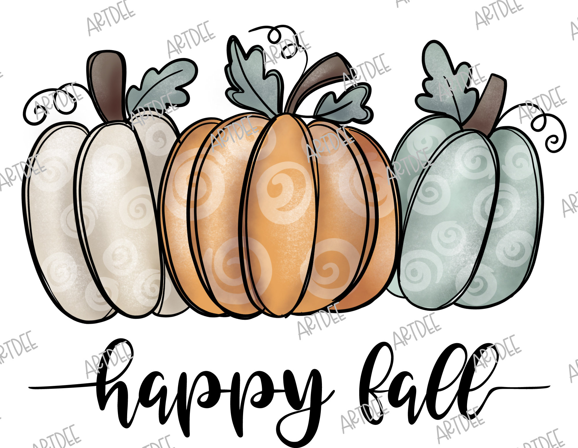 Fall Pumpkin Sublimation PNG Design Hand Drawn Style Digital - Etsy