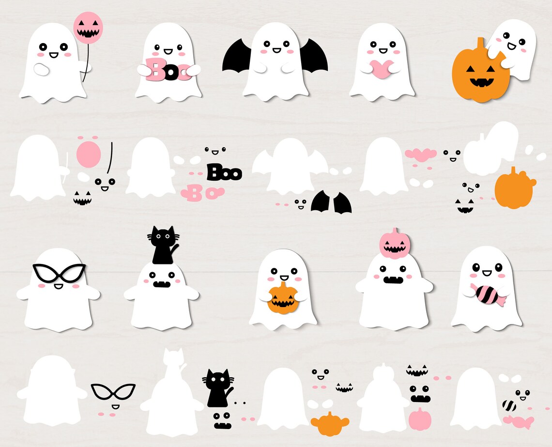 Ghosts Bundle SVG Cut File, Halloween Cartoon Svg, for Cricut ...