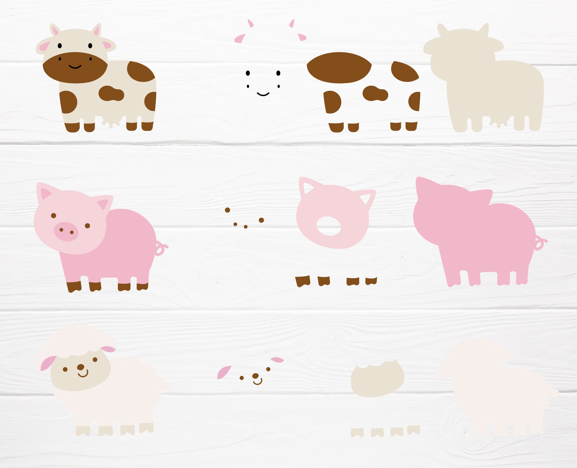 Farm Animals Bundle SVG for Cut File,farm Animal Coloring ,clipart ...