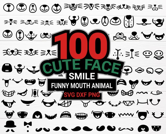 Cute face Svg Bundle Face mask Svg Mouth animal svg | Etsy