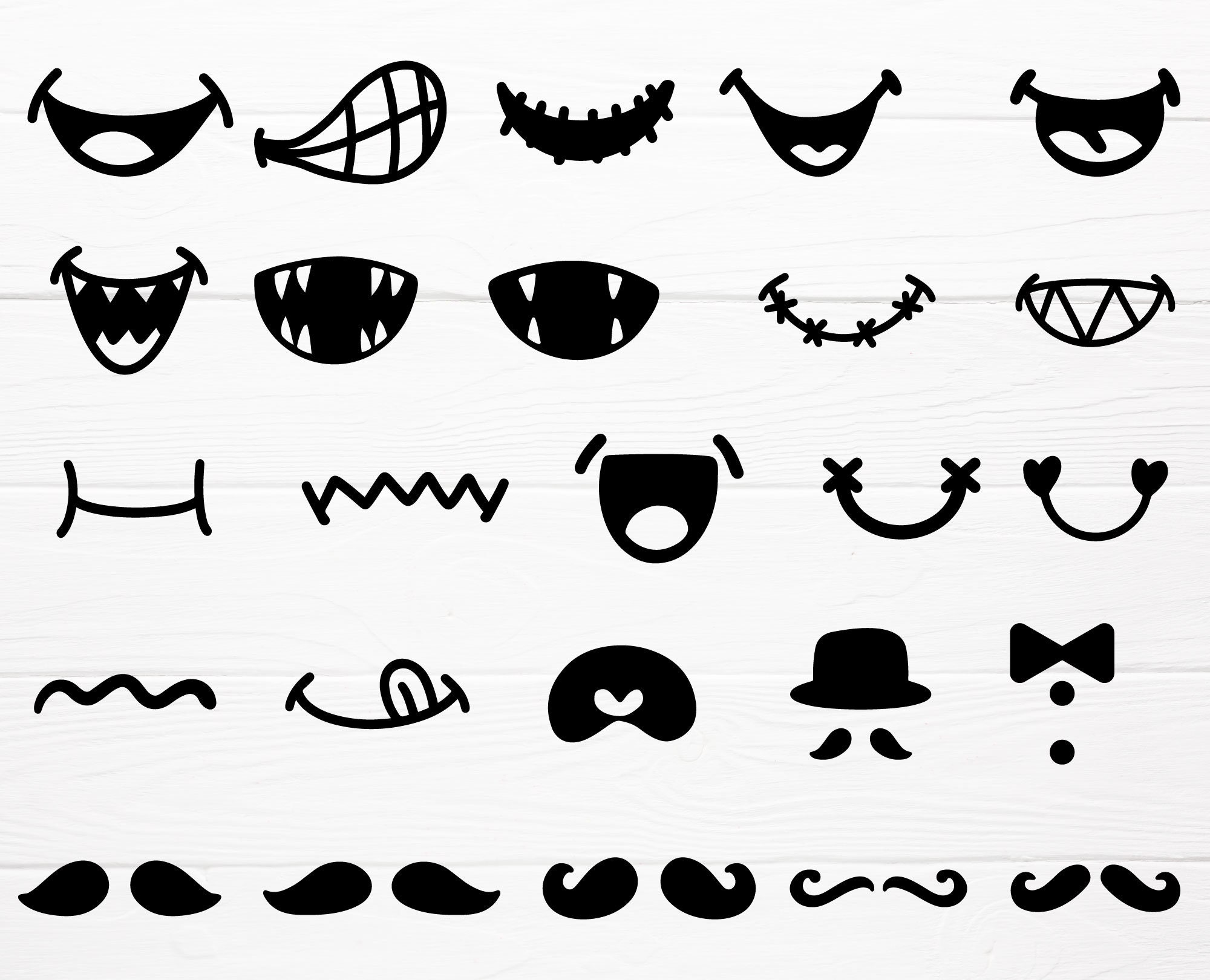 Cute Face Svg Bundle, Face Mask Svg, Mouth Animal Svg, Emoticon Face ...