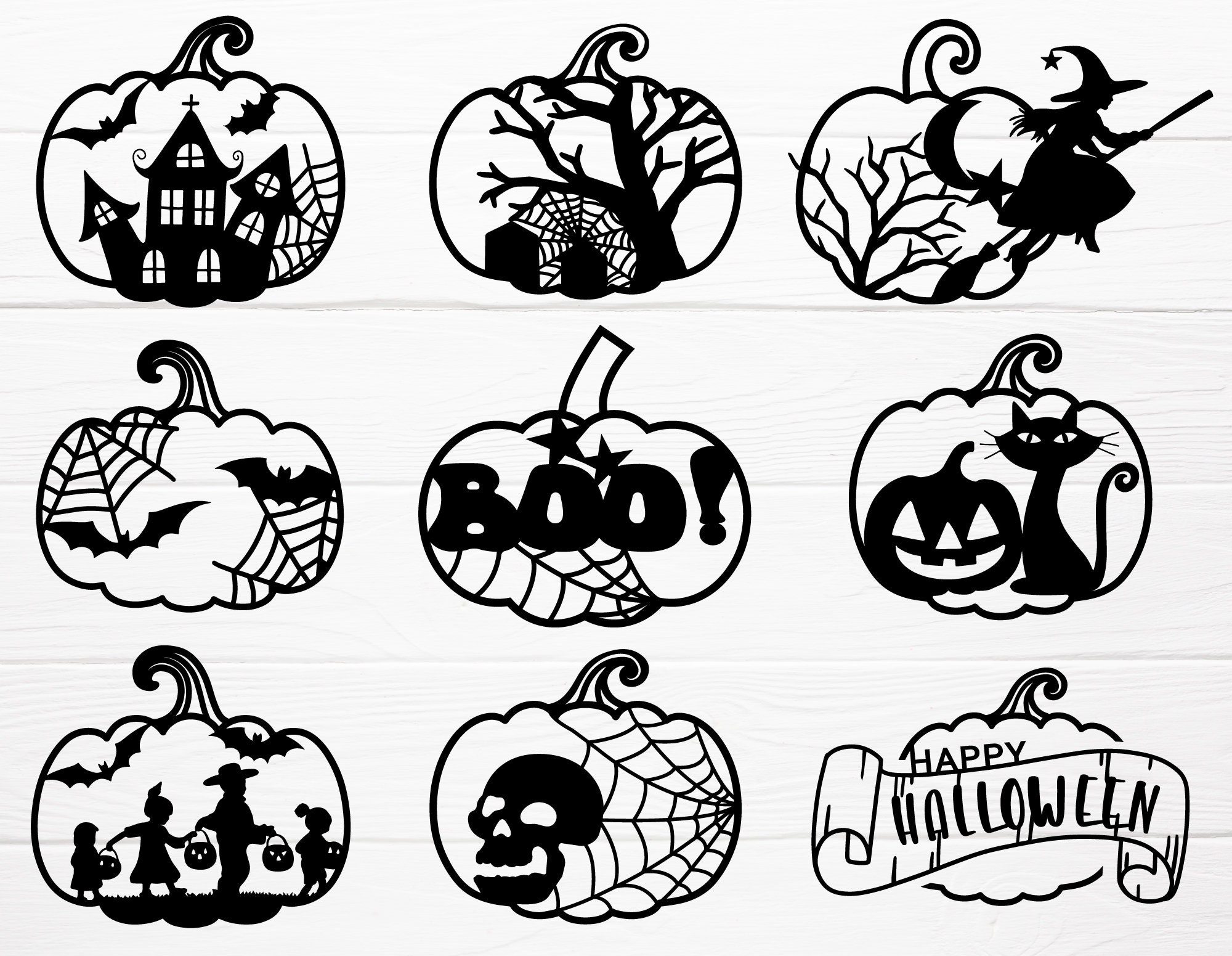 60 Halloween Pumpkin Bundle Svg Cut File Pumpkins Halloween Pumpkin ...
