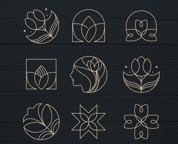 Flower Logo Svg Cut Fileepsaipng Gold Logo Floral Wedding | Etsy