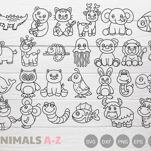 50 Animals Bundle SVG for Cut File Animal Hand Drawn - Etsy