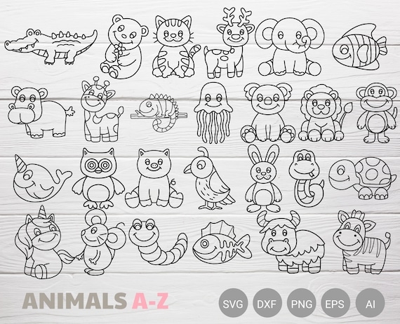 Animals A-Z for Kid Bundle SVG for Cut File Animal Hand Drawn | Etsy
