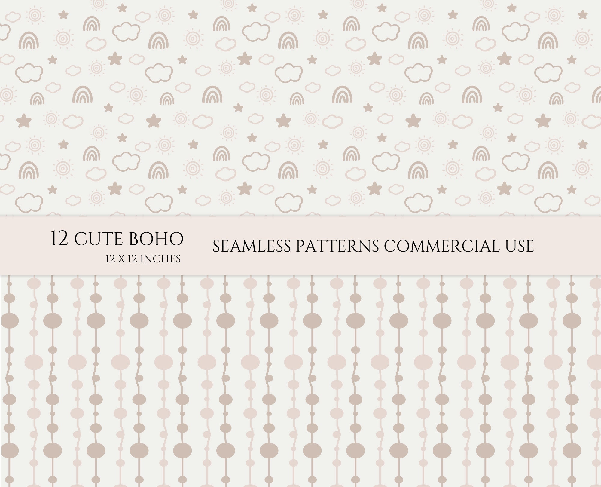 12 Boho Seamless Patterndigital Papers Scrapbook Paper - Etsy