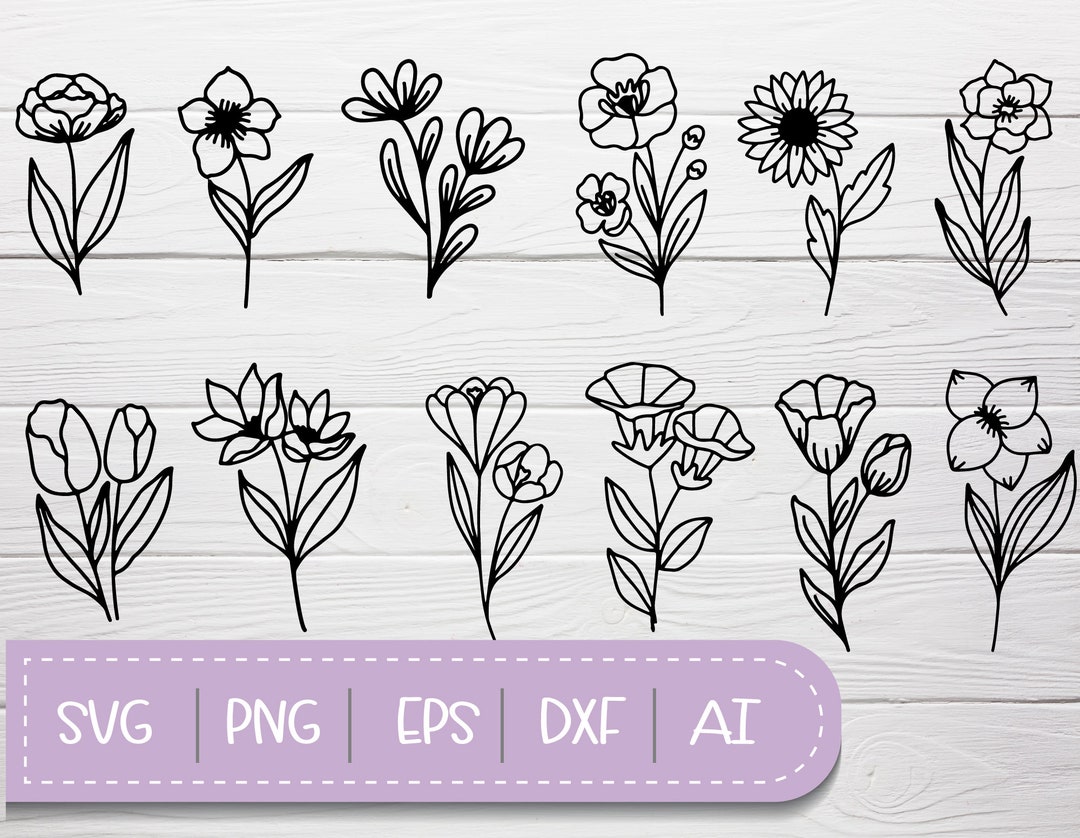 Flower Bundle SVG, Flower Bundle Png, Flower Cut File, Flower Bundle ...