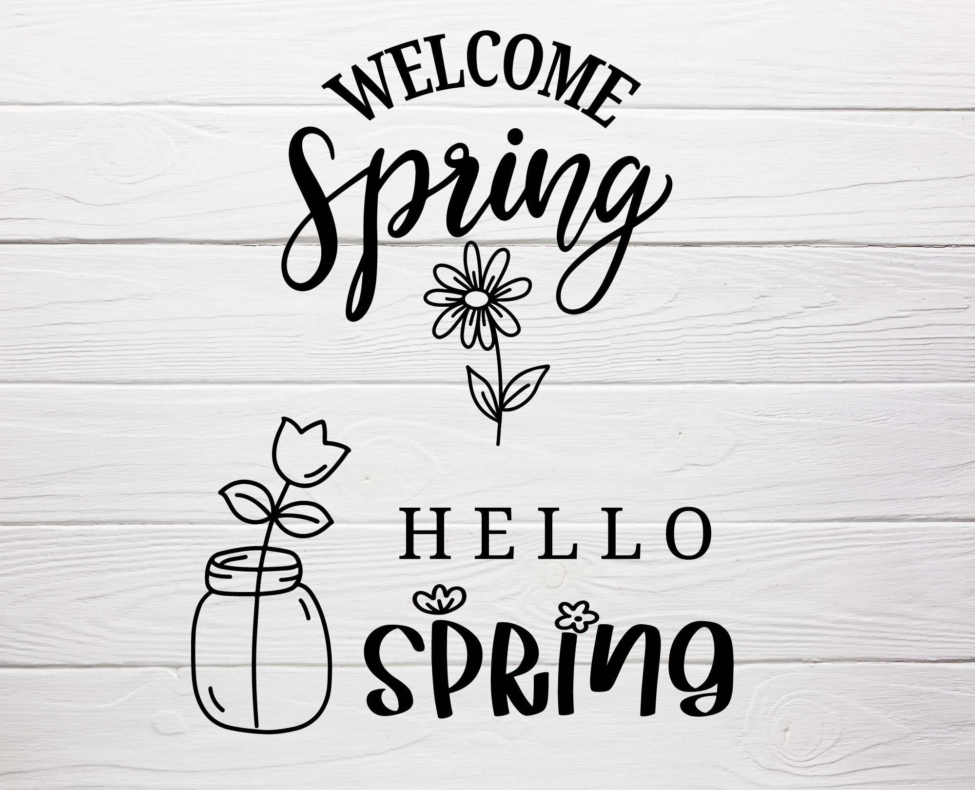 Hello Spring Bundle Svg Cut Filewelcome Spring Svg Dxf | Etsy