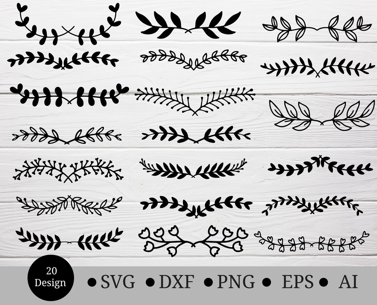 Leaf border svg bundle for cut file decorative border svg | Etsy