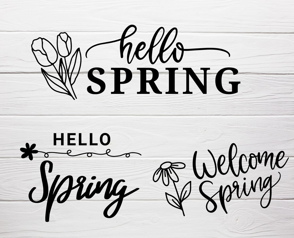 Hello Spring Bundle Svg Cut Filewelcome Spring Svg Dxf | Etsy