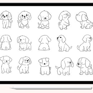 100 Cute Dog Stamp Brush Cartoon Animal for Procreate Stamps, Abstract ...