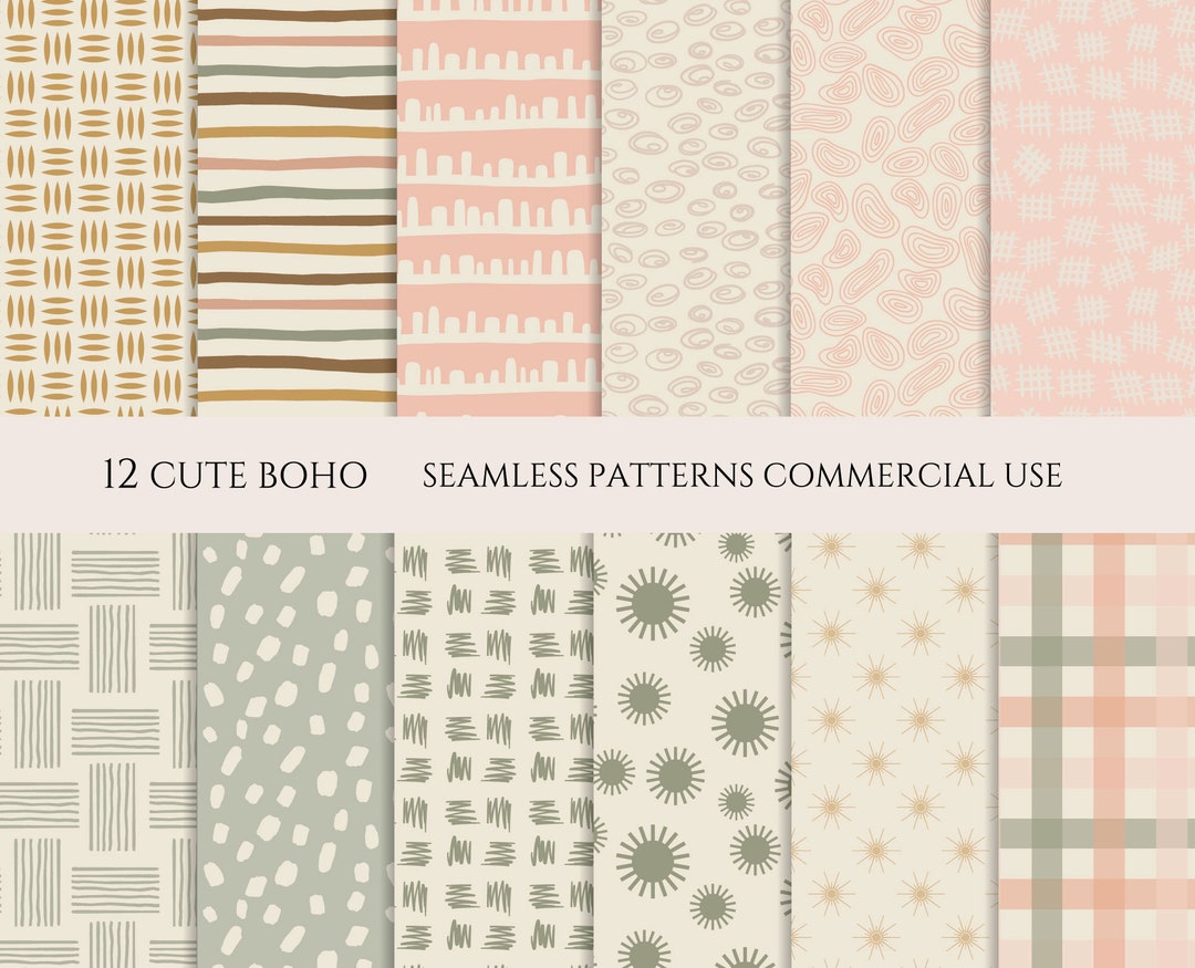 12 Boho Seamless Pattern,digital Papers, Scrapbook Paper, Clipart ...