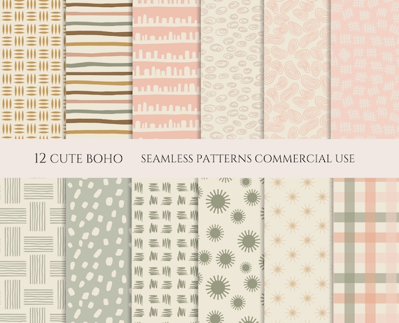 12 Boho Seamless Patterndigital Papers Scrapbook Paper - Etsy