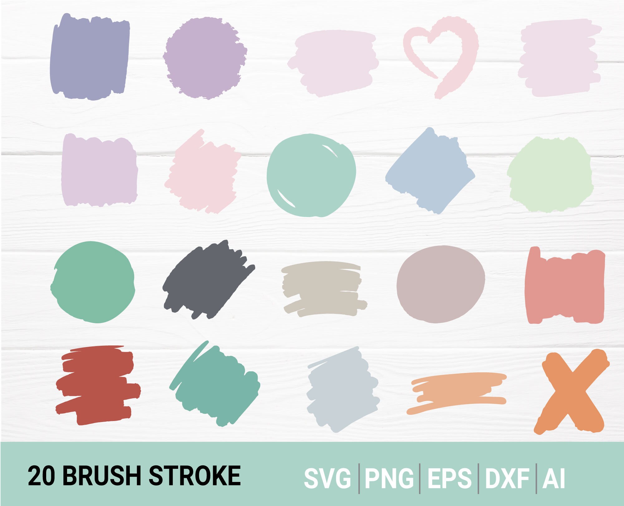 Paint Brush Stroke Svg Bundle Cut File Hand Drawn - Etsy