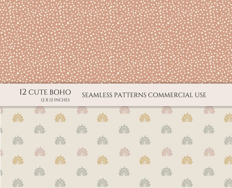 12 Boho Seamless Pattern,digital Papers, Scrapbook Paper, Clipart ...
