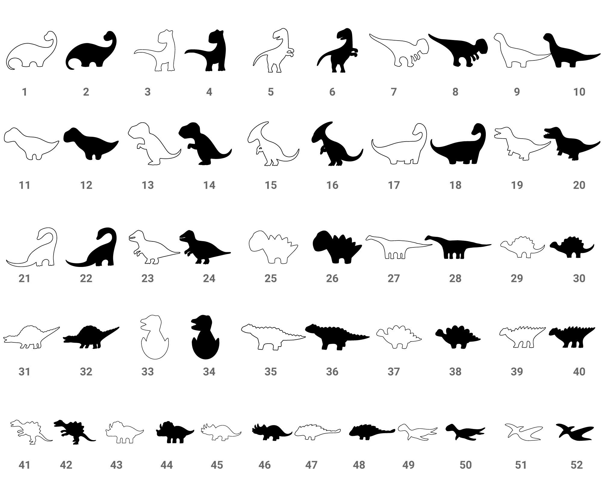 Dinosaur Bundle Svg for Cut animalcartoonhand Drawn for - Etsy