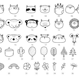 37 Woodland Animals Bundle Stamp Procreate,forest Head Animal Outline ...