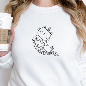 Mermaid Cat Bundle SVG Cut File,outline Line Art PNG Clipart, Digital ...