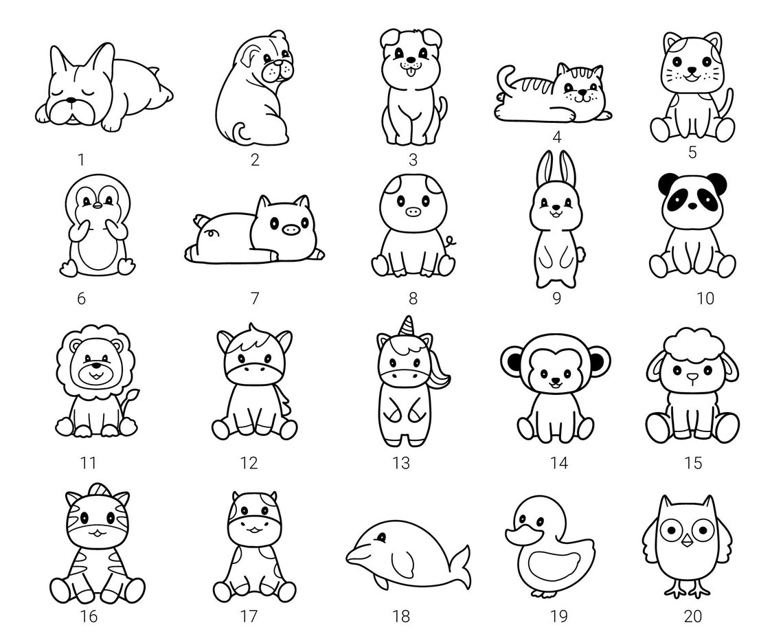 20 Animals Procreate Stamps Cute Animal Cartoon Doodlehand - Etsy