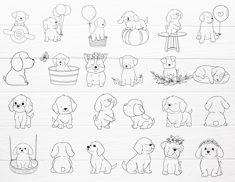 100 süße Hunde Cartoon Tier svg Bundle Plotterdatei Haustier - Etsy.de